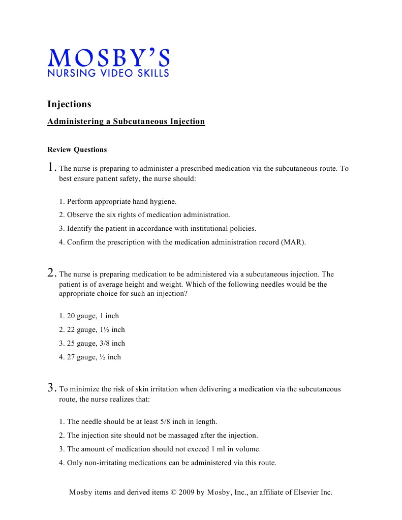 Administering A Subcutaneous Injection | PDF | Wellness | Science ...