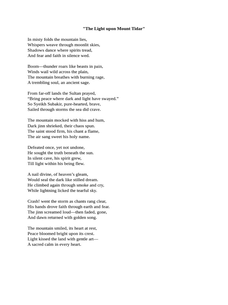 Poetry - The Light Upon Mount Tidar | PDF