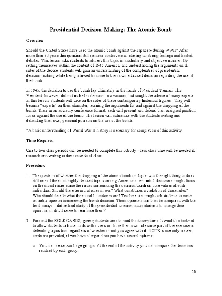 Analyzing Truman's Atomic Bomb Decision | PDF | Manhattan Project ...