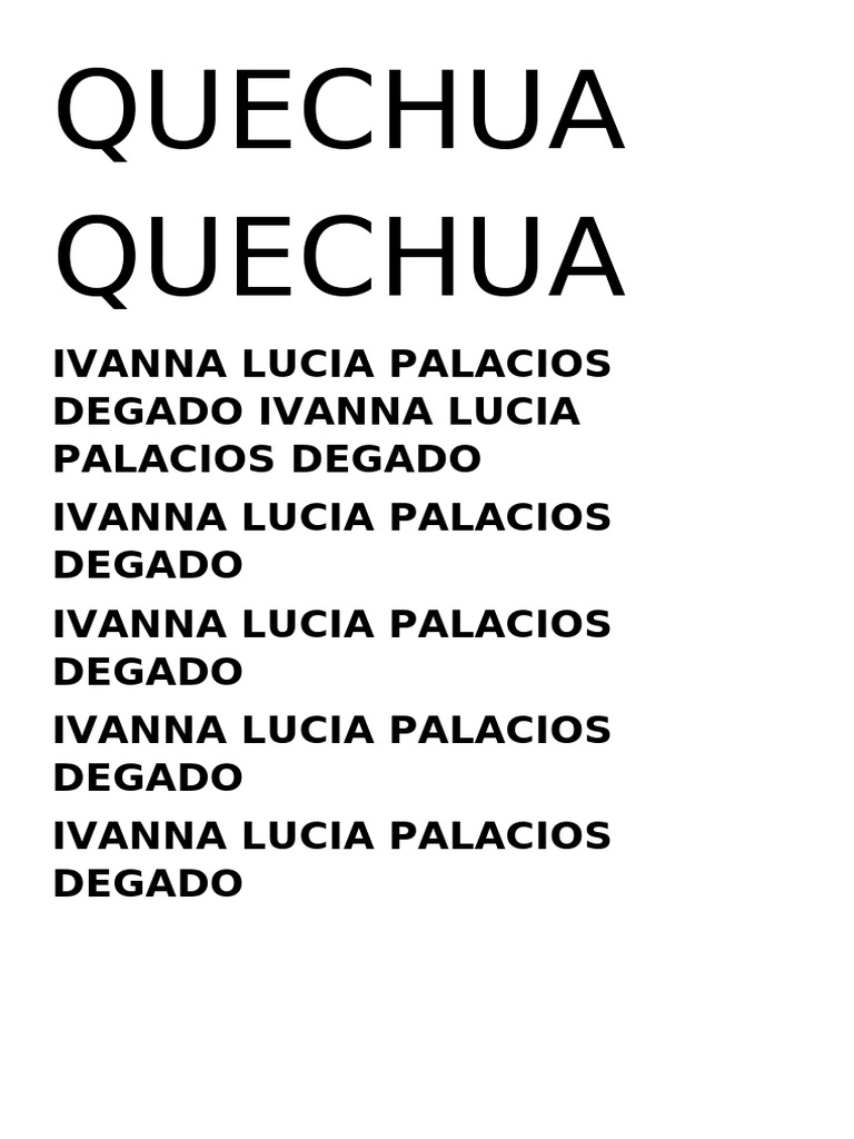 Quechua | PDF
