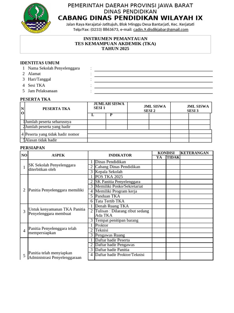Instrumen Monev Tka | PDF