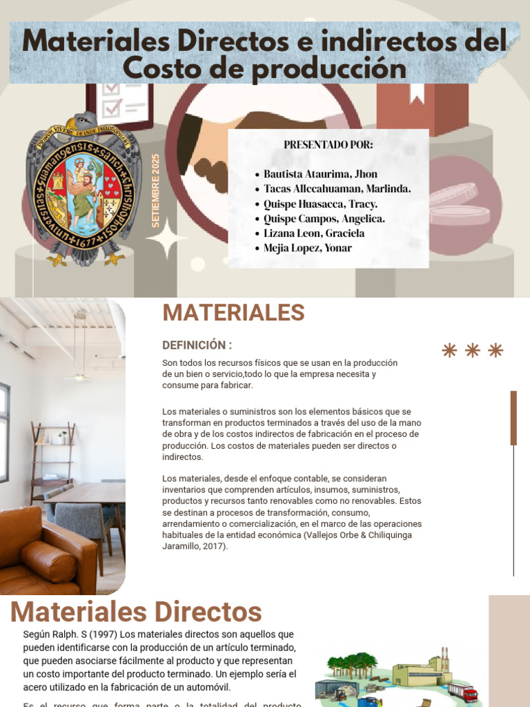 Ppt Trabajo Costos Grupo 1- Materiales Directos e Indirectos | PDF | Contabilidad | Papel