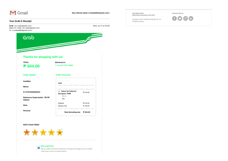 Your Grab E-Receipt_1 | PDF | Payments