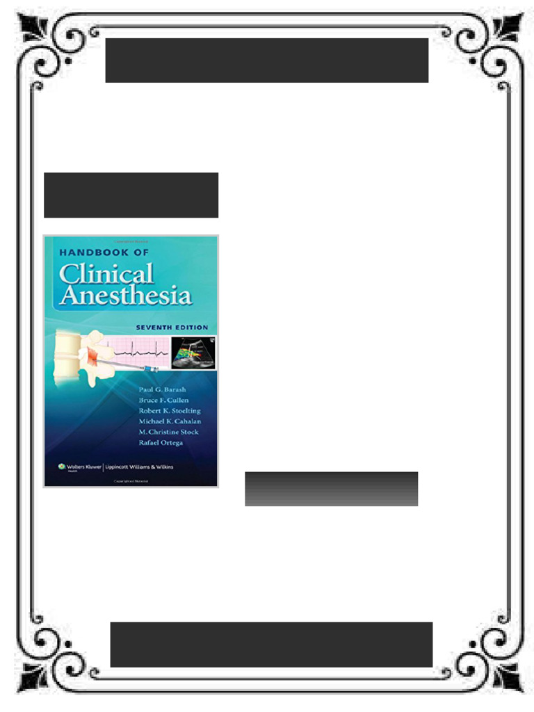 Handbook of Clinical Anesthesia Seventh Edition Barash Paul G Cullen Md ...