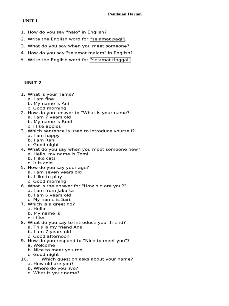 Bank Soal Bahasa Inggris Kelas 1 | PDF | Chess Openings | Chess Theory