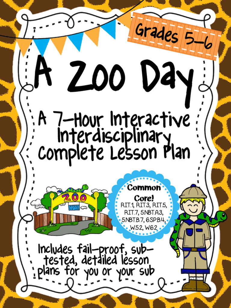 3 - A Zoo Day 7-Hour Complete Sub Plans Thematic Unit For Grades 5-6 ...