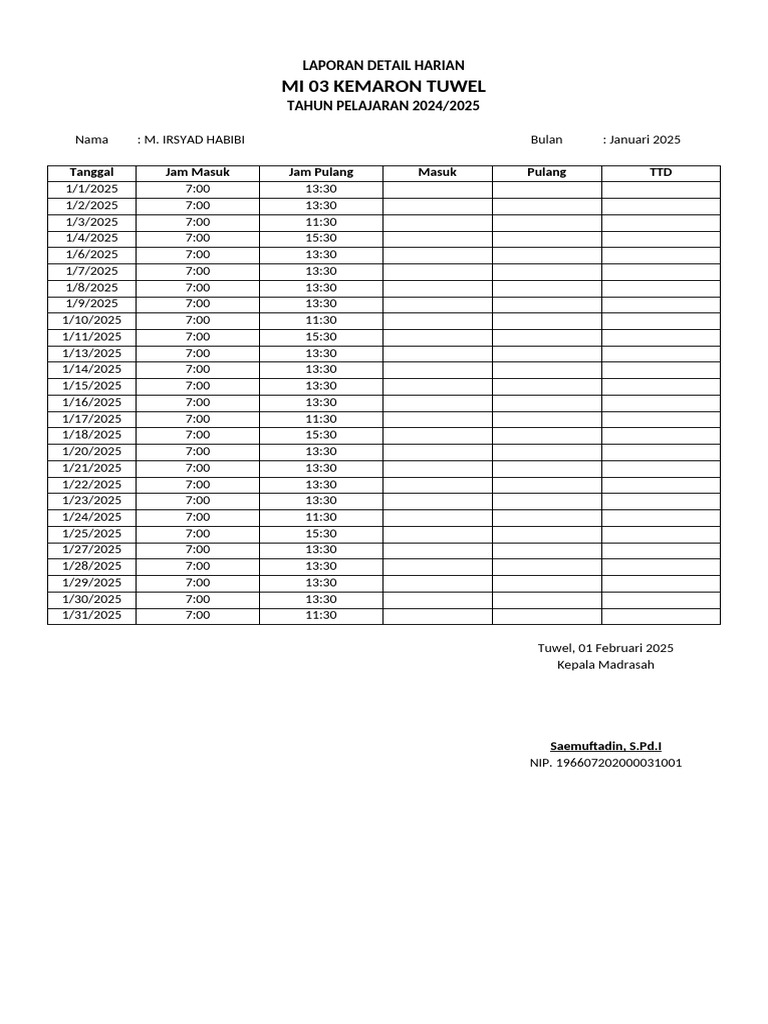 Form Absen Manual | PDF