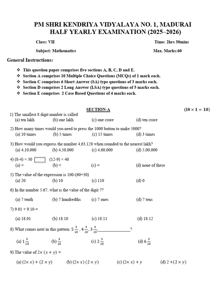 Mathematics Question Paper | PDF | Standardized Tests | Tests