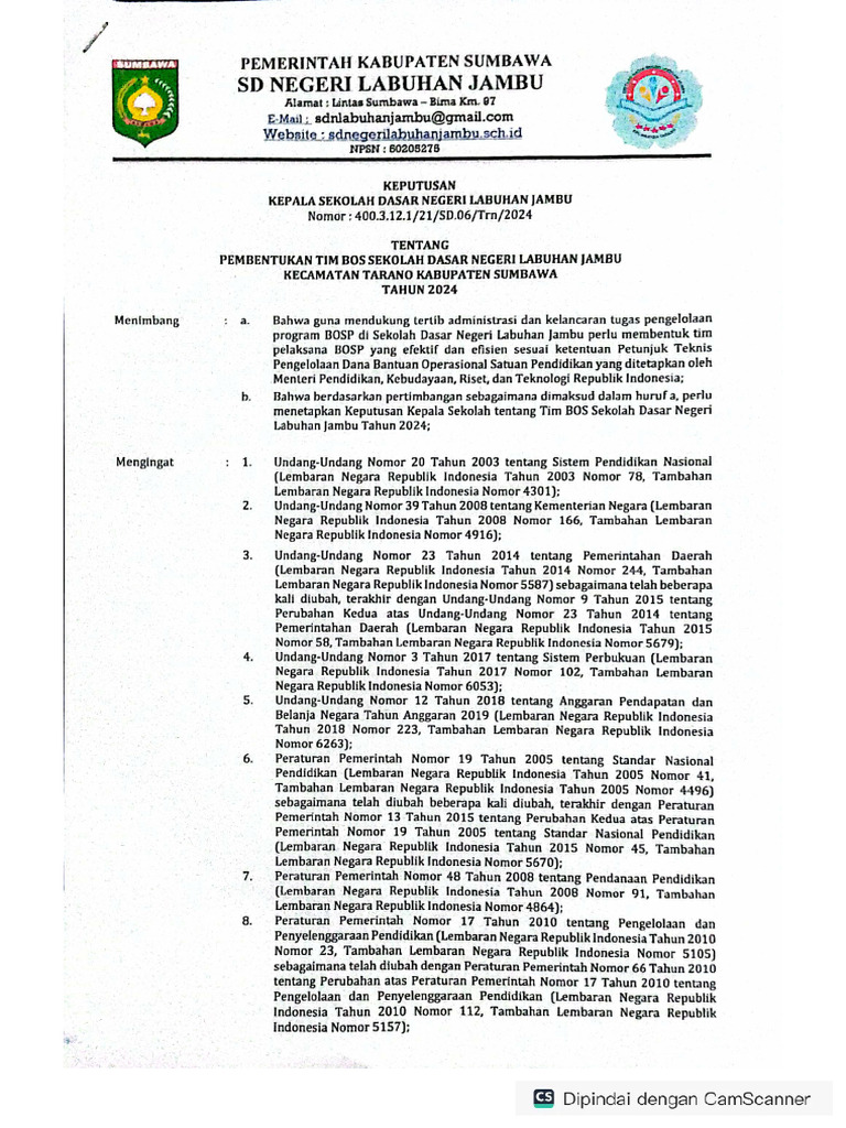 SK Pembentukan Tim BOS | PDF
