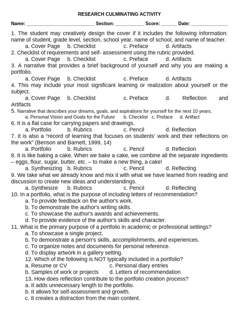Student Portfolio Creation Guide | PDF | Résumé | Educational Assessment
