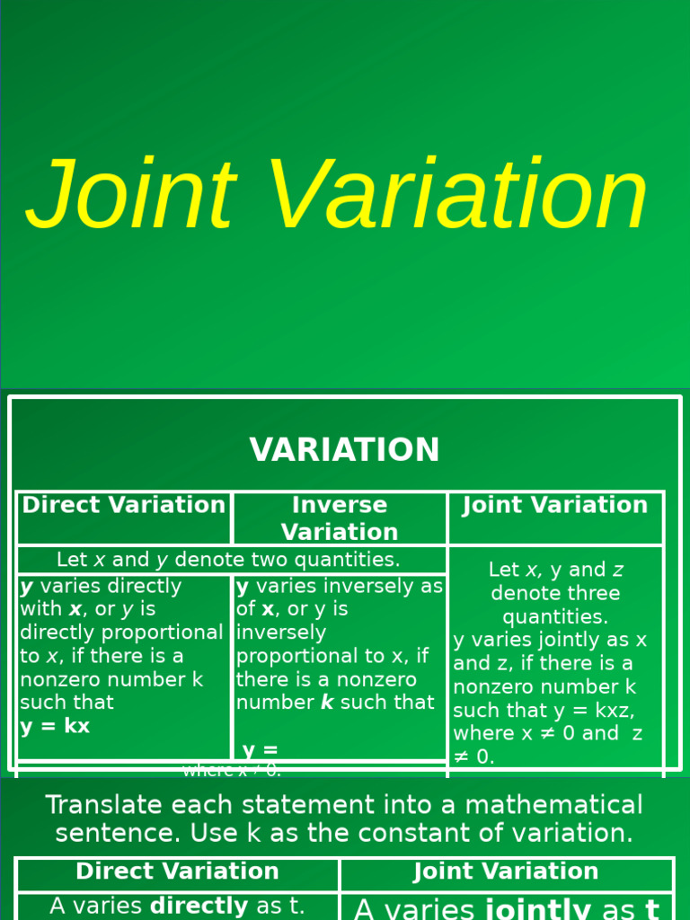Understanding Joint Variation Concepts | PDF | Area | Length