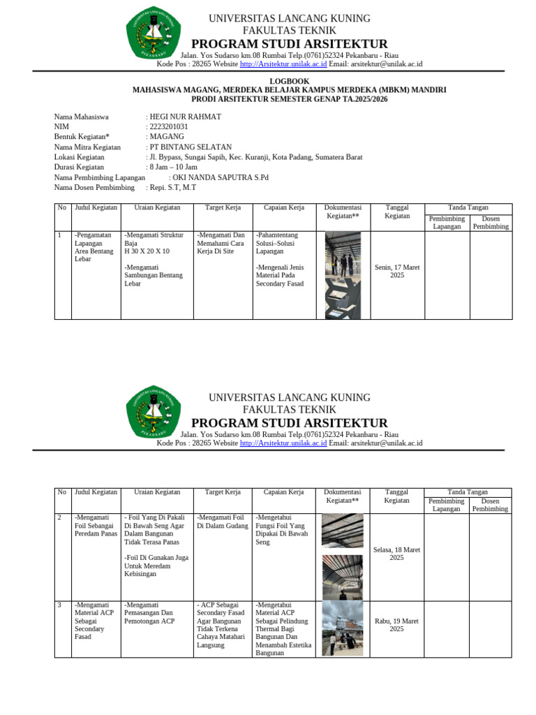 logbook magang | PDF