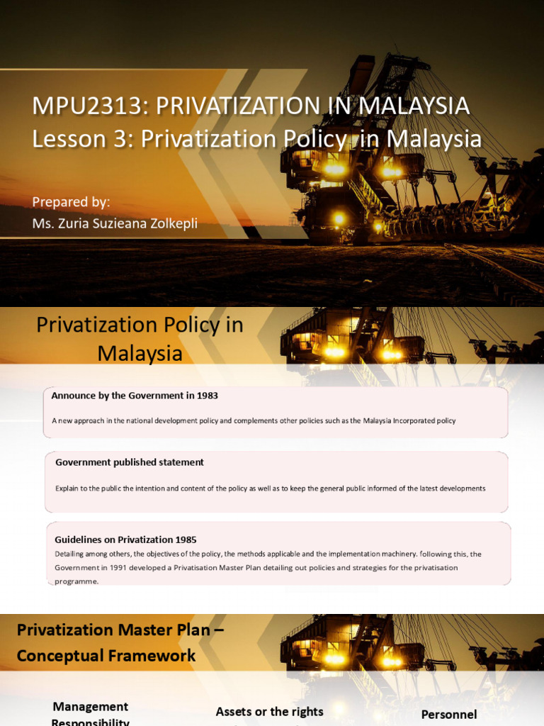 Lesson 3 - Privatization Policy in Malaysia | PDF | Privatization ...