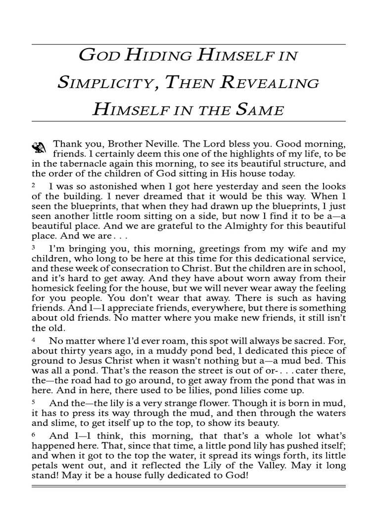 63-0317M God Hiding Himself in Simplicity Then Revealing Himself in The ...