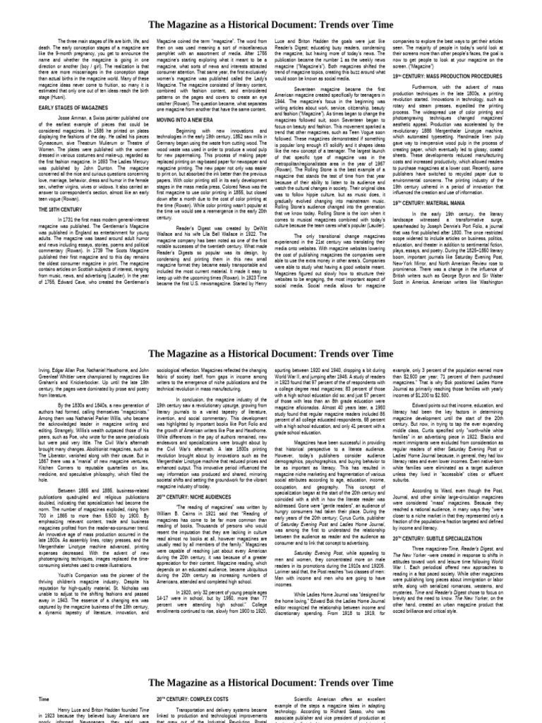 GROUP 2-The Magazine As Historical Document-Trends Over Time | PDF ...