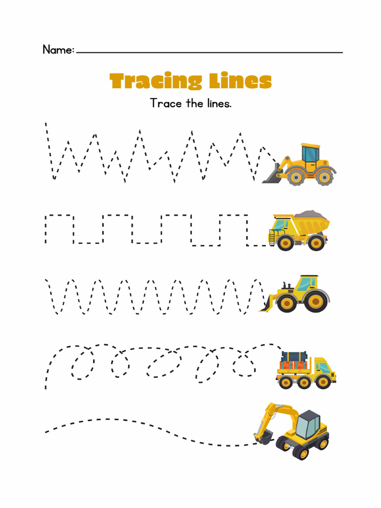 Yellow and Black Illustrative Line Tracing Worksheet | PDF