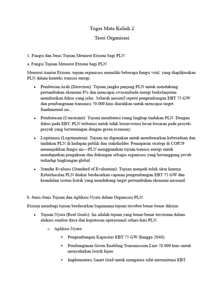 Tugas Mata Kuliah 2 Teori Organisasi | PDF