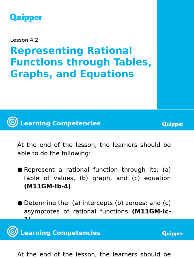 Representing Rational Functions Through Tables, Graphs, and Equations ...