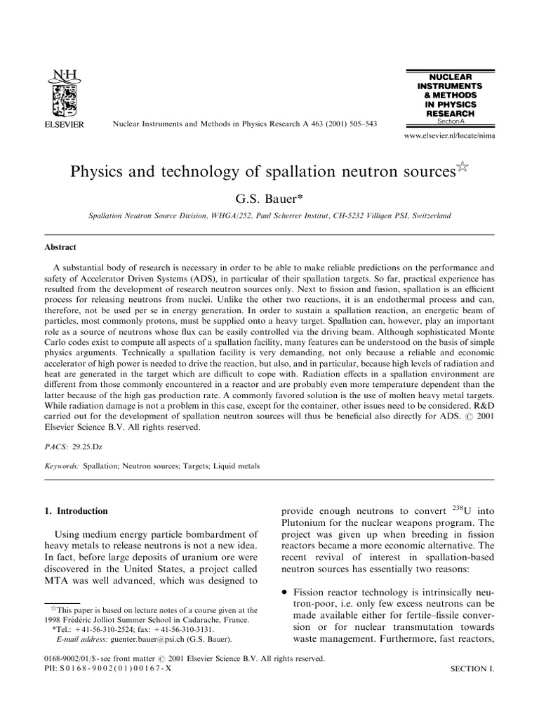 Physics and Technology of Spallation Neutron Sources G S Bauer | PDF ...