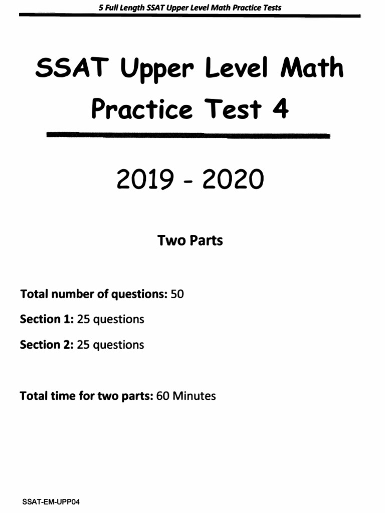 SSAT-EM-UPP04 Math | PDF | Mathematics