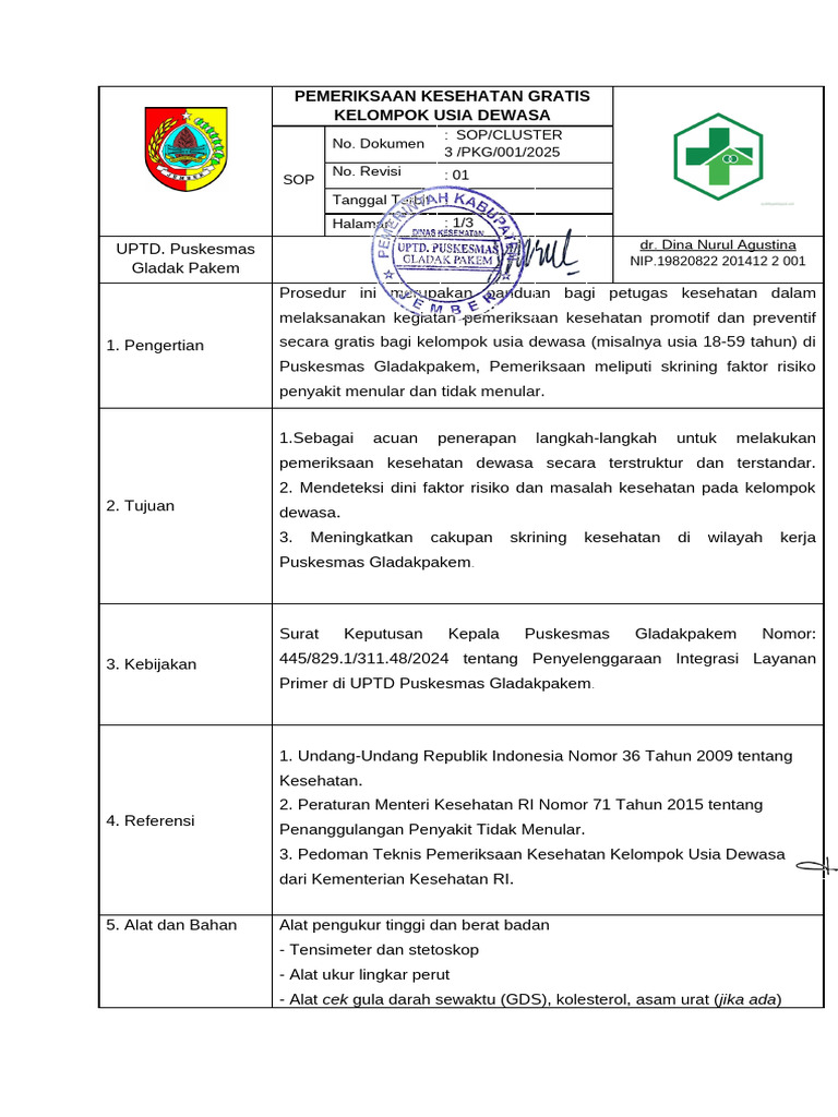Sop Pkg Dewasa | PDF