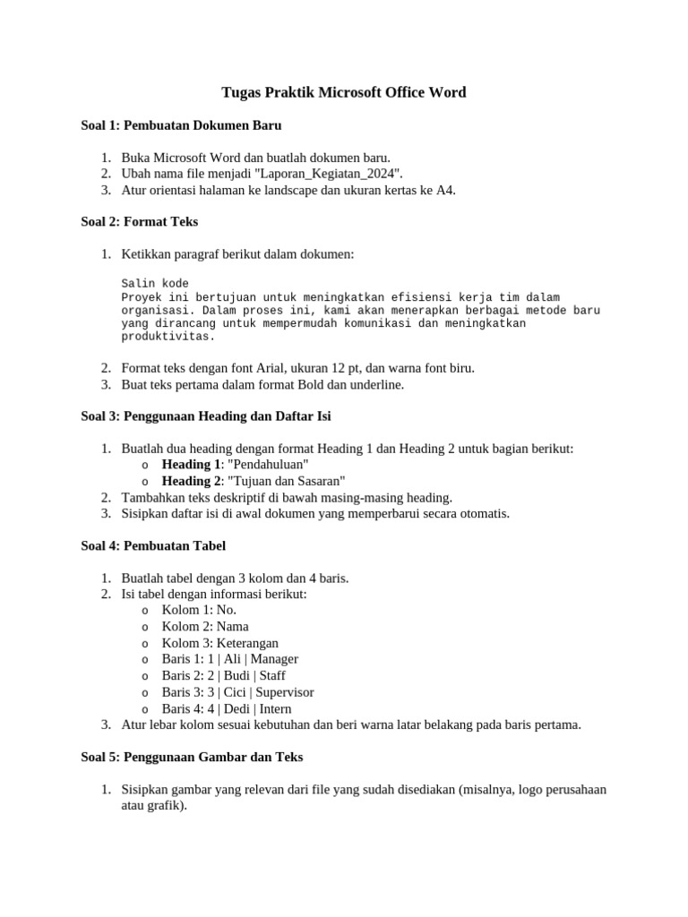 Tugas Praktik Microsoft Office Word | PDF