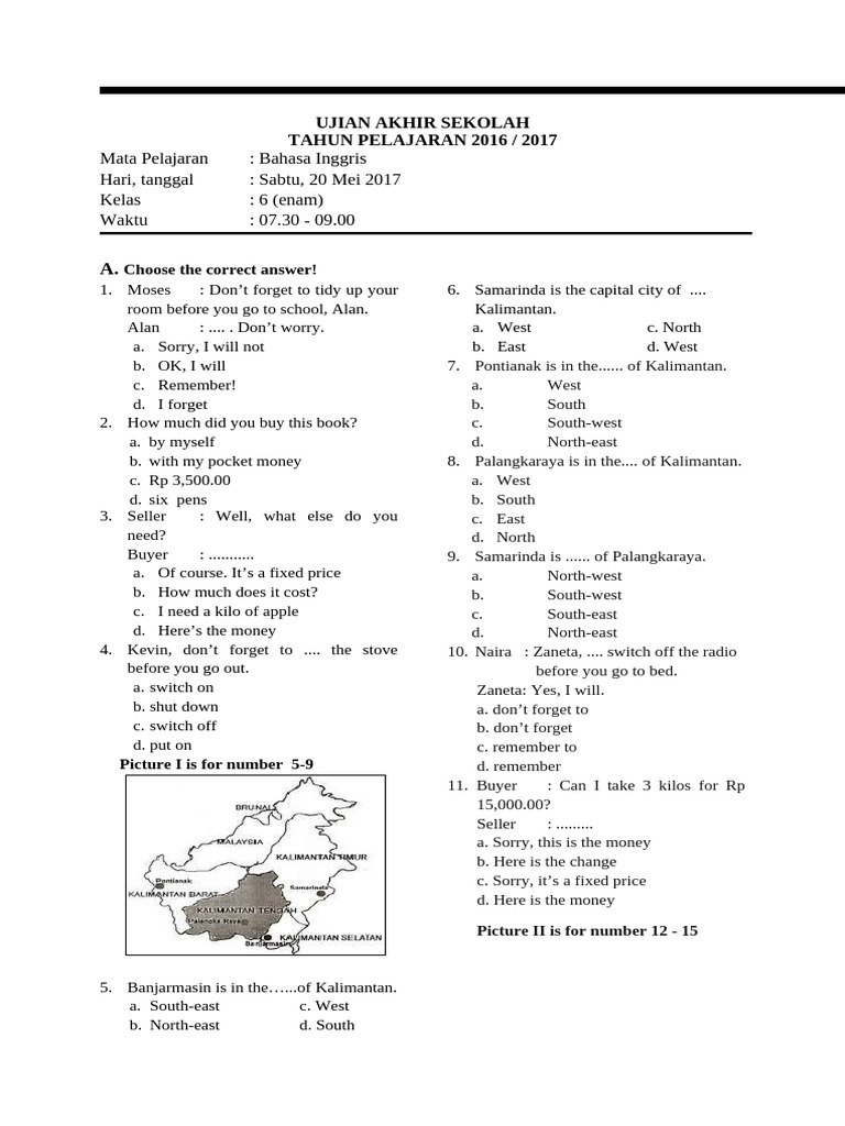 UAS Smt 2 Kelas 6 | PDF