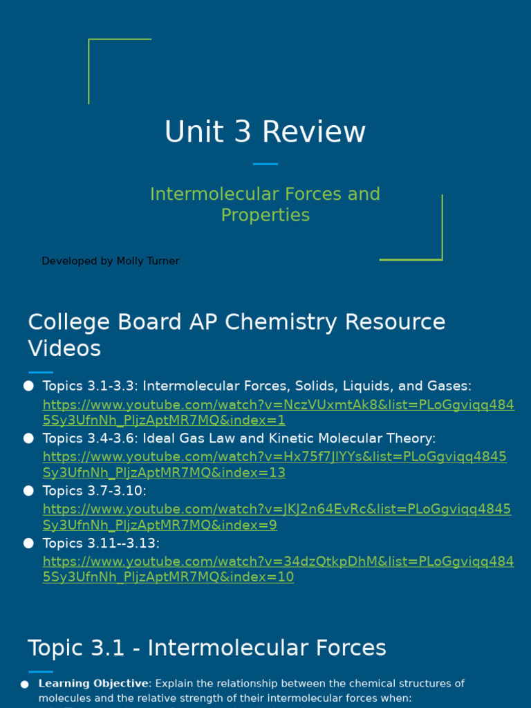 Unit 3 Review | PDF | Gases | Intermolecular Force