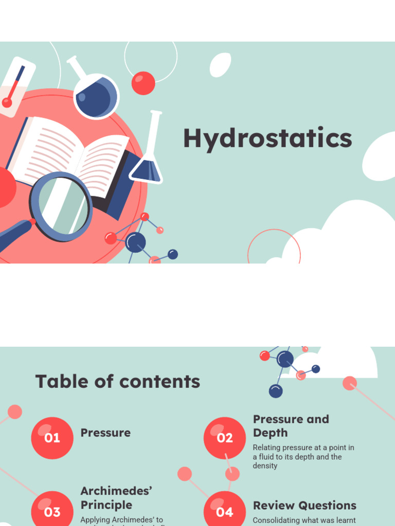 Hydrostatics - With Review Questions | PDF | Buoyancy | Pressure