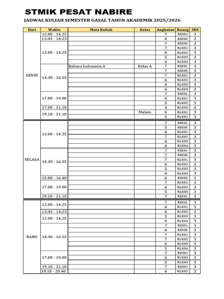 Perubahaan Jadwal Gasal 2025-2026 | PDF