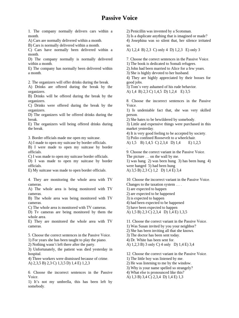 Test 11 Passive Voice | PDF