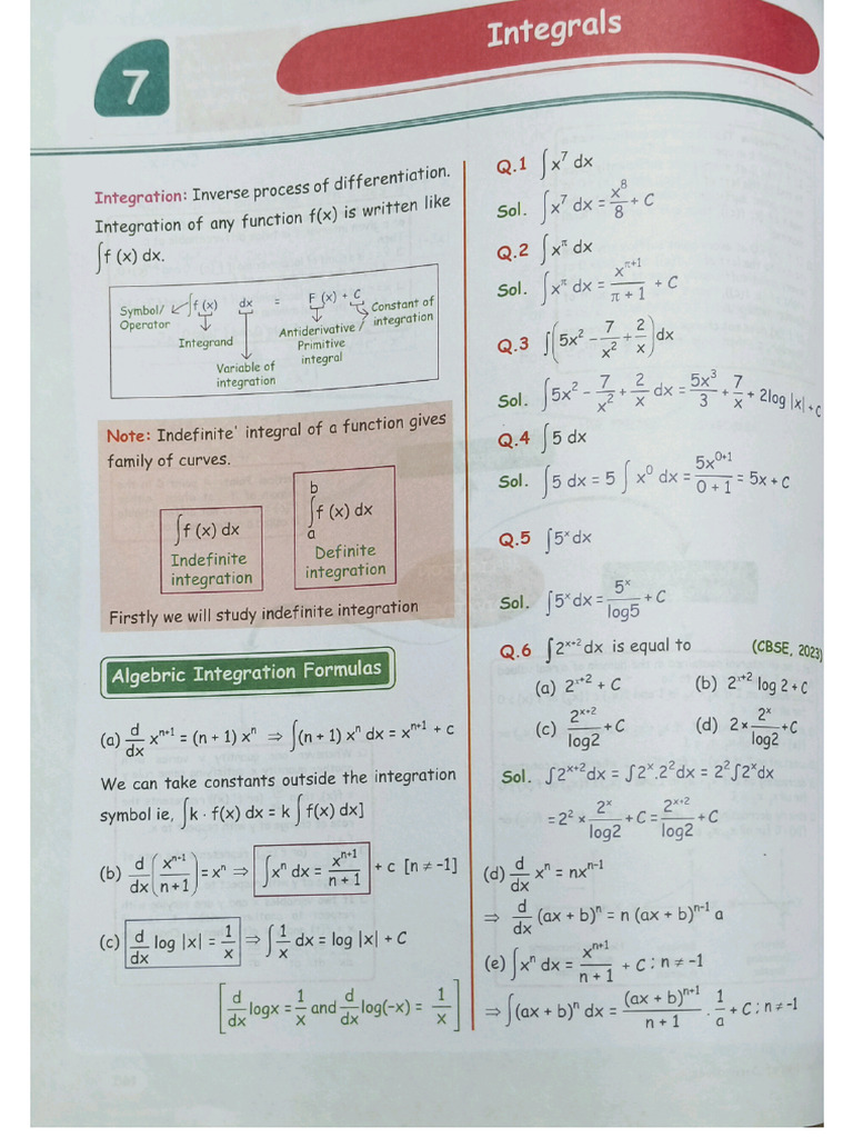 Integration Class 12 Practice Questions | PDF