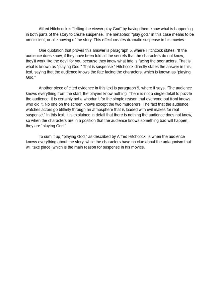 Hitchcock's "Playing God" in Suspense | PDF