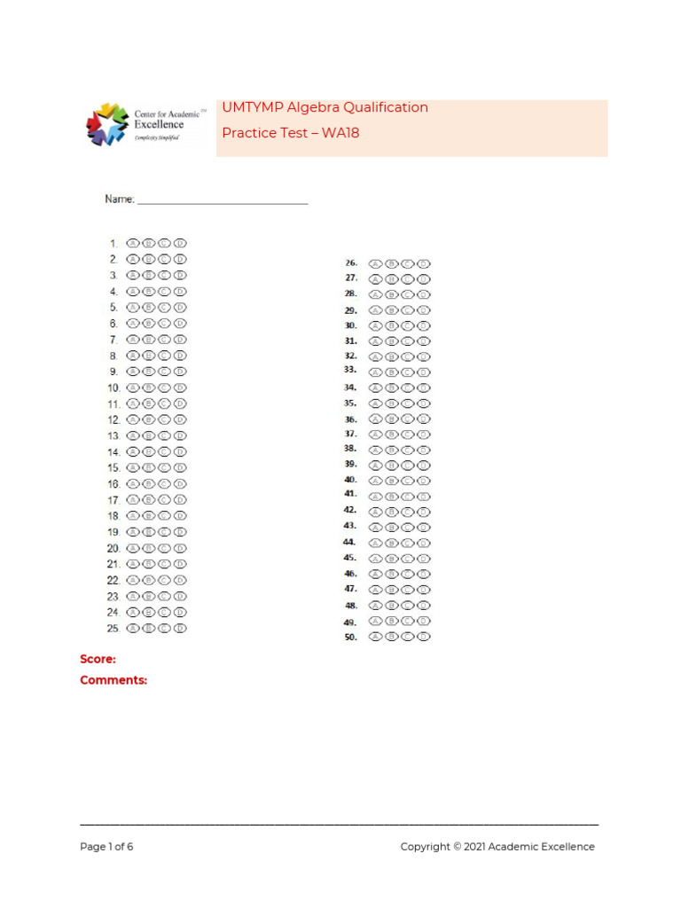 Cra-Z - UMTYMP - Practice - WA18 | PDF | Numbers | Mathematical Concepts