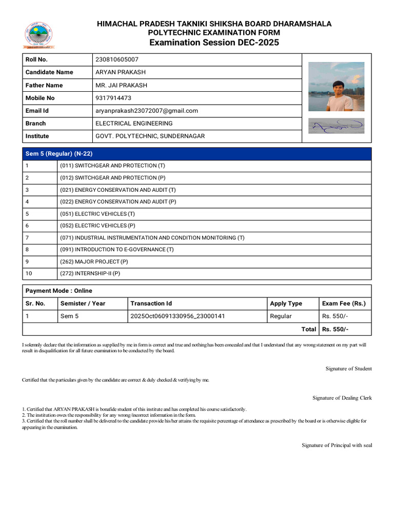 23000141_DEC-2025_ExamForm | PDF