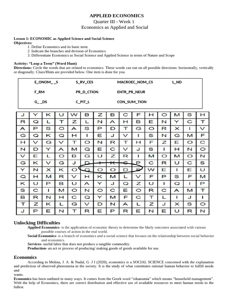 Q3-Module 1 | PDF | Goods | Economics