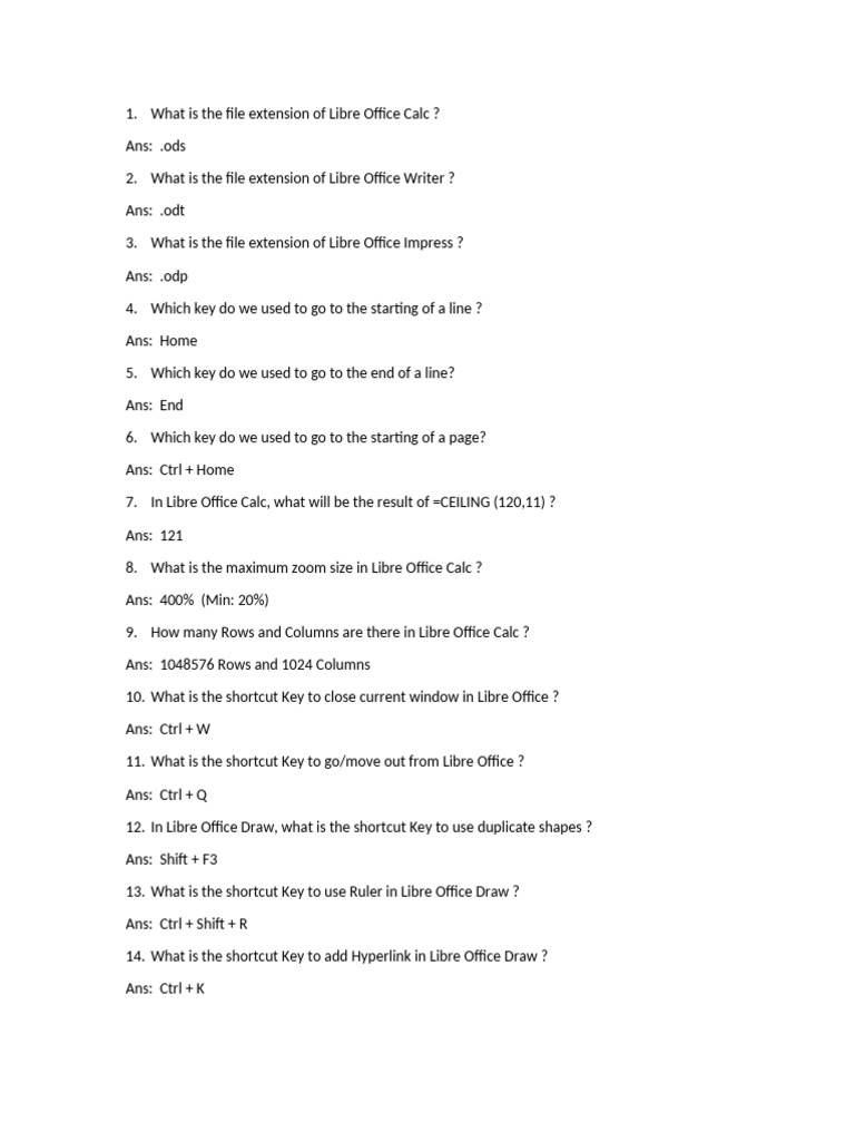Libre Office | PDF | Keyboard Shortcut | Spreadsheet
