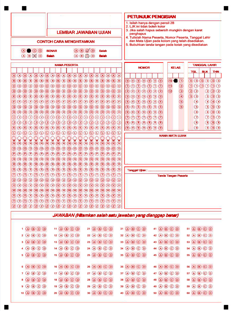 PDF Contoh LJK Ujian Tryout - Compress | PDF