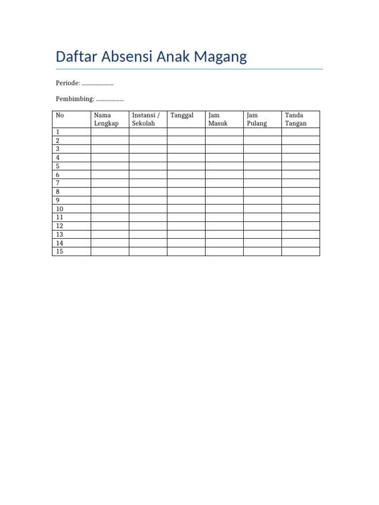 Absensi_Anak_Magang | PDF