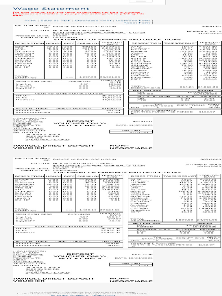 Wage Statement Overview for HCA Employees | PDF | Payroll | Economies
