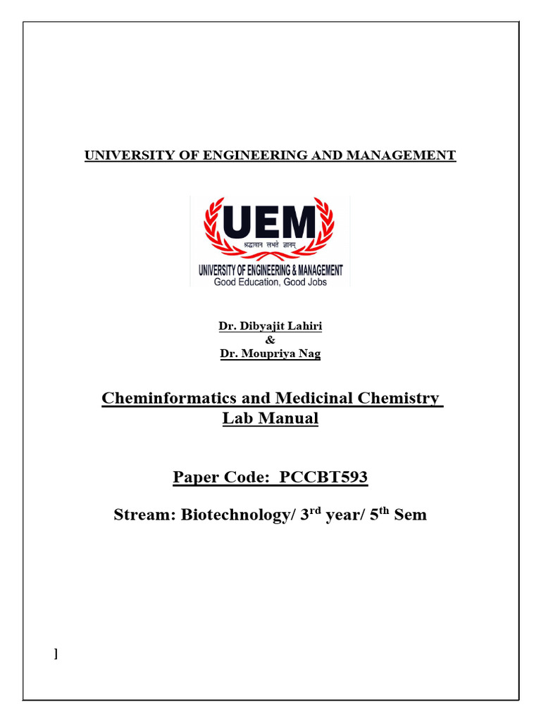 Cheminformatics Lab Manual for Biotechnology | PDF | Metabolic Pathway ...