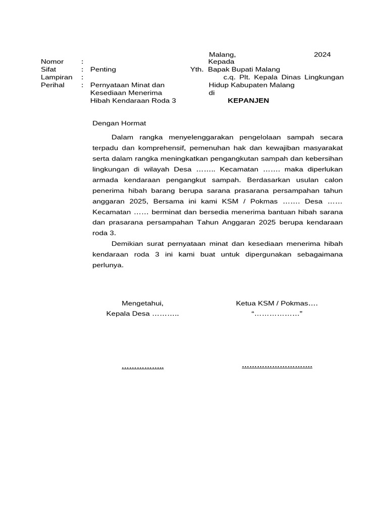 Contoh Surat Minat Usulan | PDF