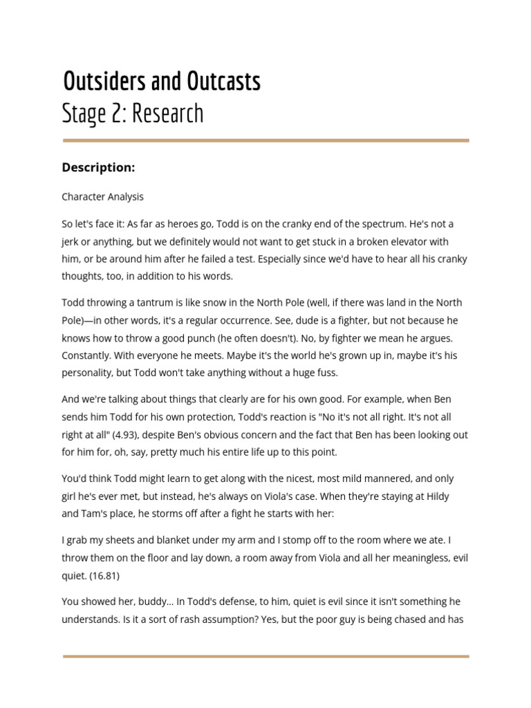 Outsiders and Outcasts | PDF