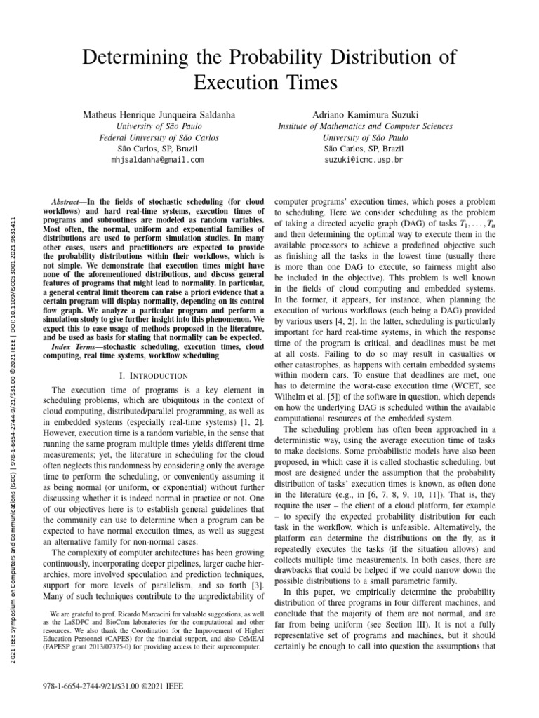 2021 Determining The Probability Distribution of Execution Times | PDF ...
