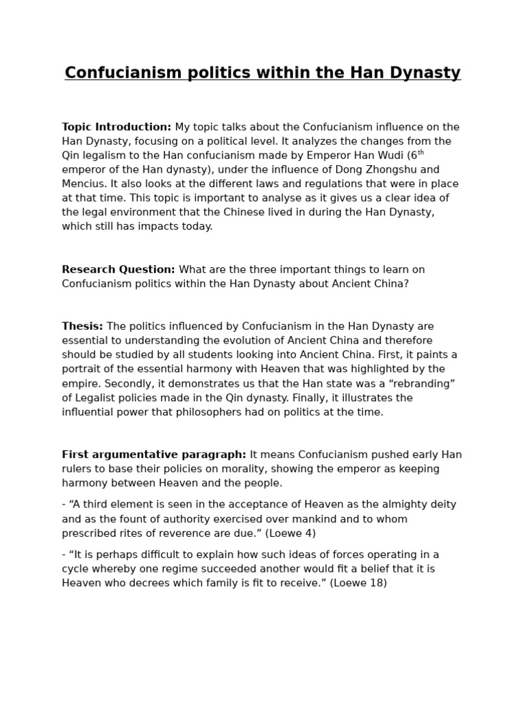 Confucianism's Political Impact in Han Dynasty | PDF | Confucianism ...