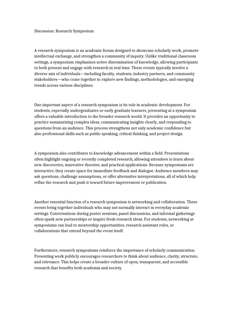 Research Symposium Discussion | PDF | Collaboration | Knowledge