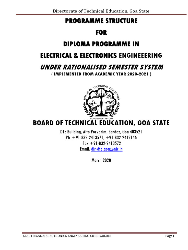 Goa Diploma Electrical Engineering Curriculum | PDF | Acceleration ...