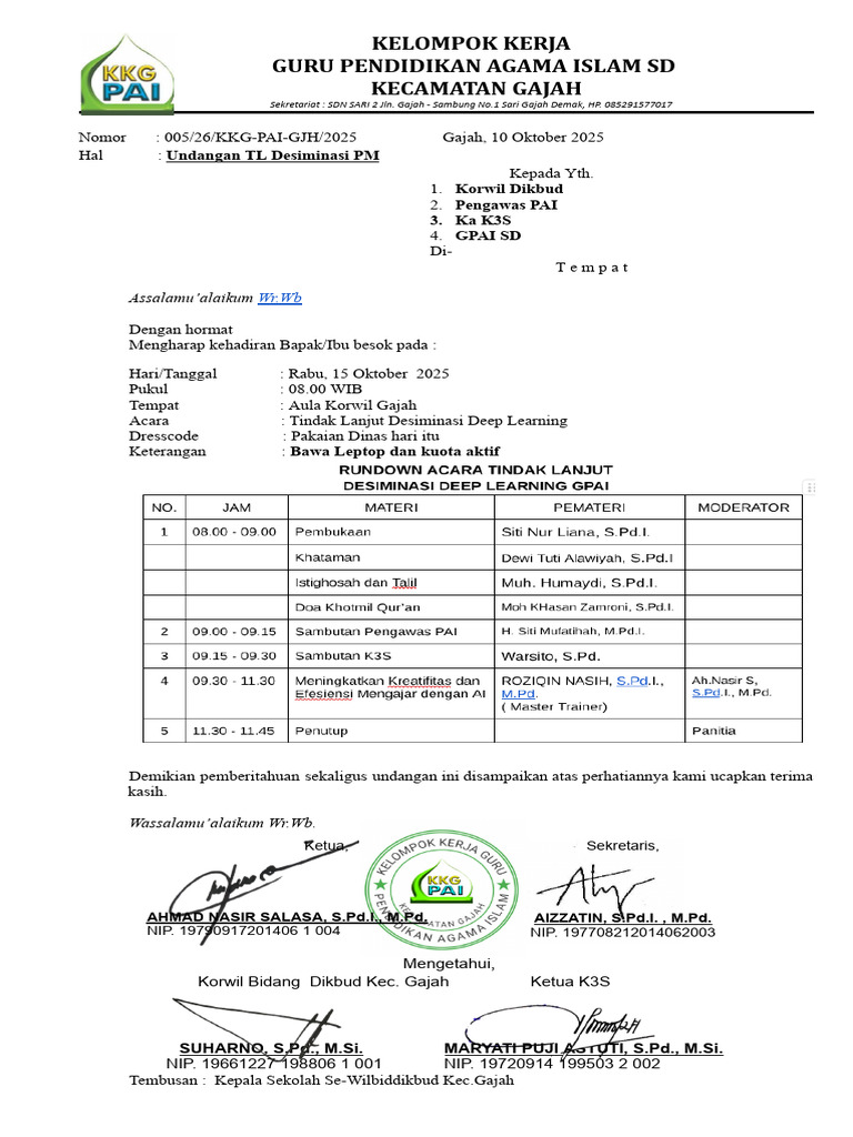 Undangan Desiminasi Deep Learning PAI | PDF