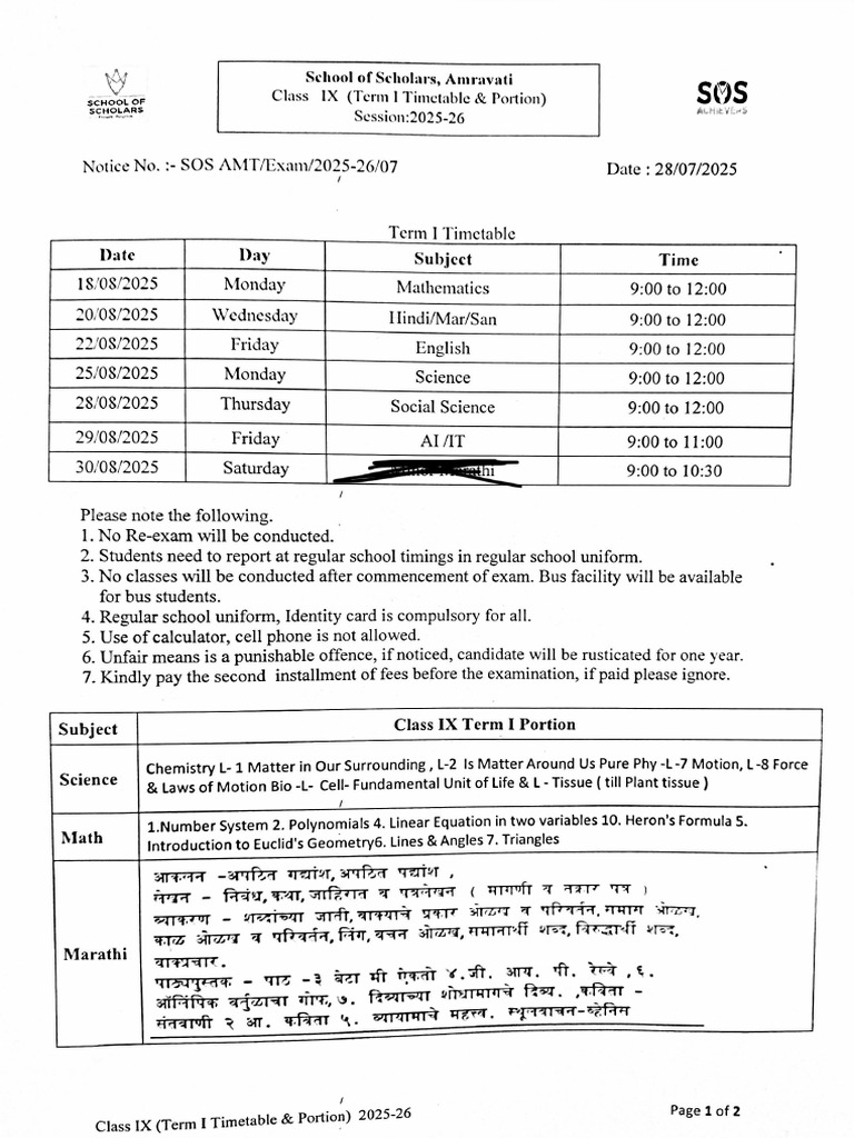10-1 Term 1 Exam | PDF