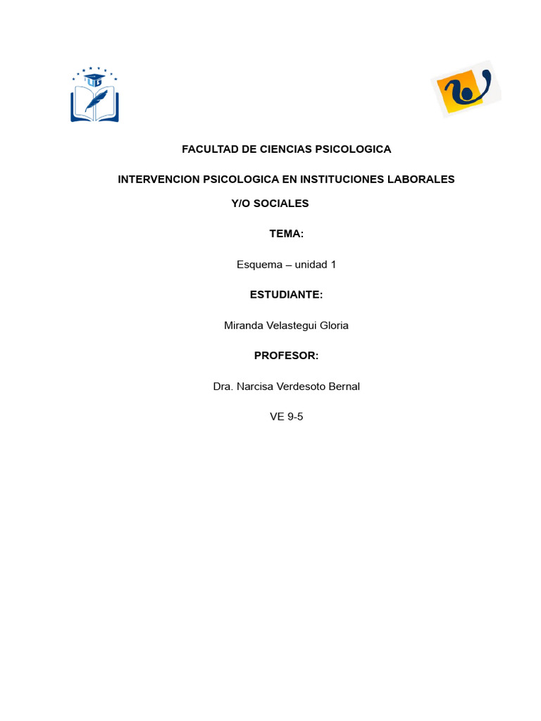 UNIDAD 1, GLORIA MIRANDA VELASTEGUI | PDF | Sicología | Ciencia cognitiva